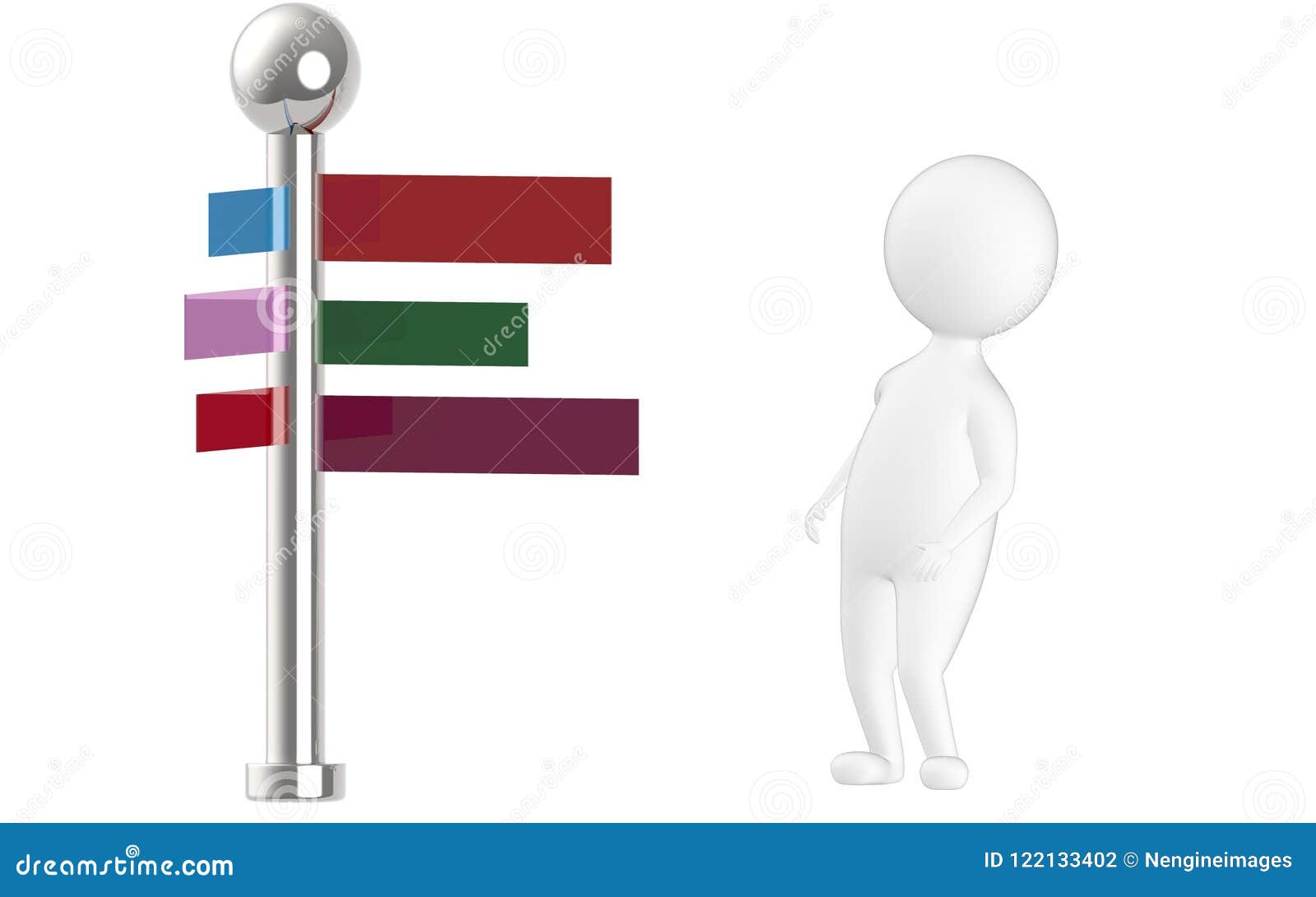 3d Character ,man Standing in Front of a Direction Sign Post Stock ...