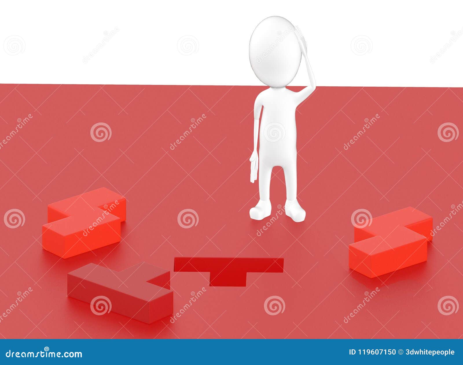 3d Character , Man Thinking , Unsoled Puzzle , Three Solutions Stock ...
