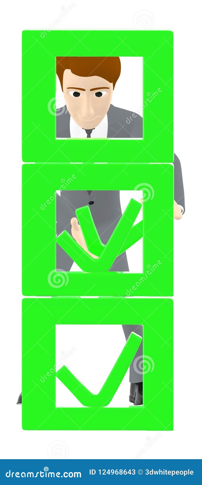 3d Character , Man Tick Sign , Column Stock Illustration - Illustration ...