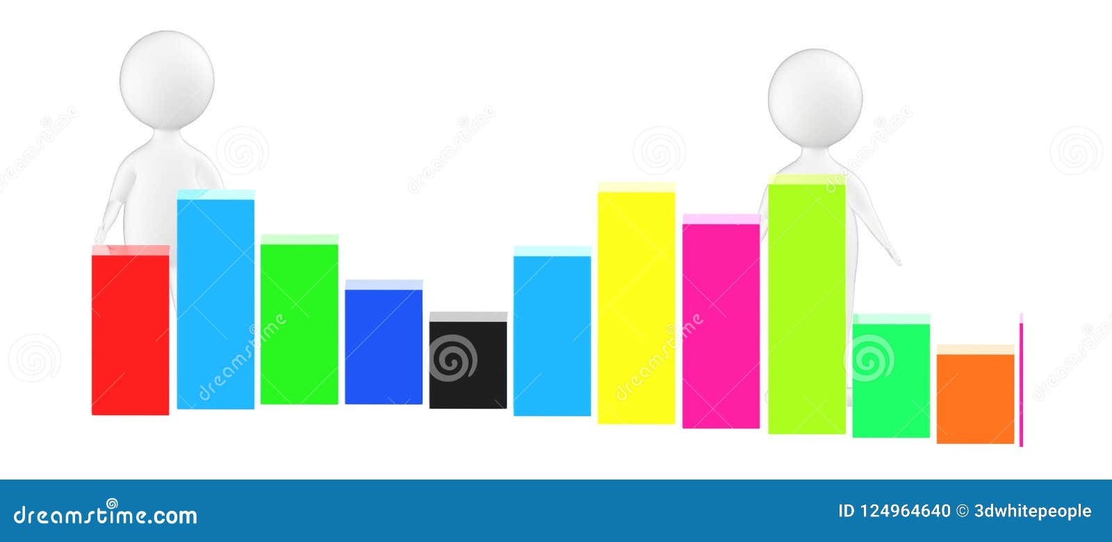 3d Character , Man , Two Characters and a Bar Graph Stock Illustration ...