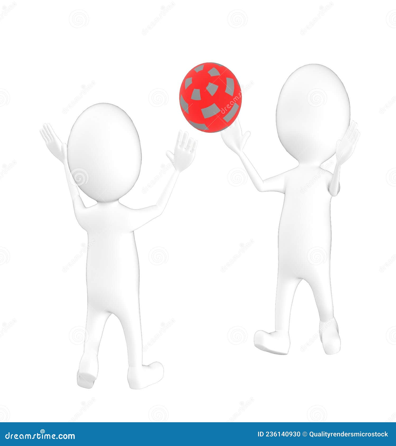 3d Character , Man Two Characters Playing with Ball Stock Illustration ...