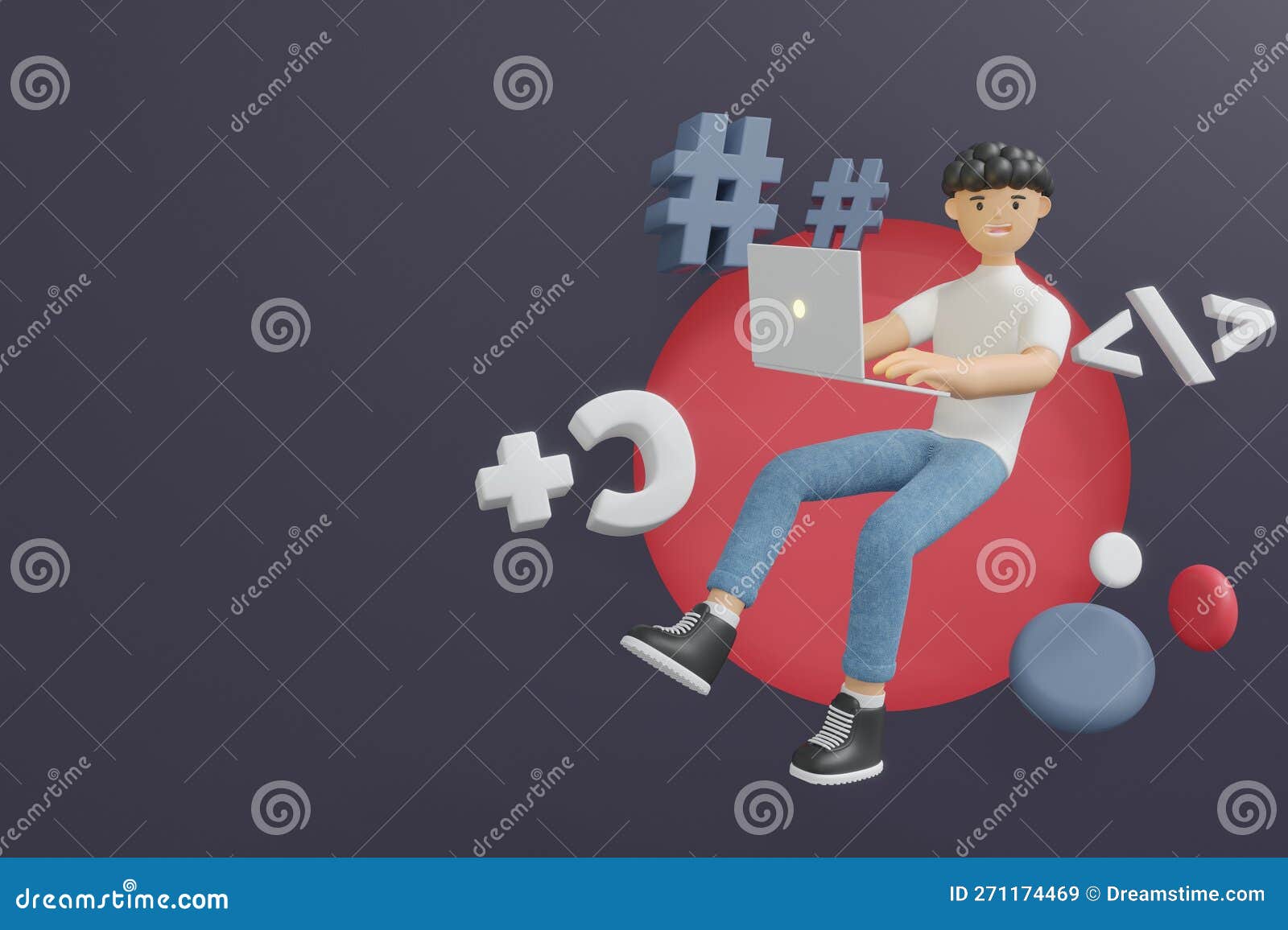 3d Character Man Writes Code On The Computer Programming And Coding Concept Stock Illustration