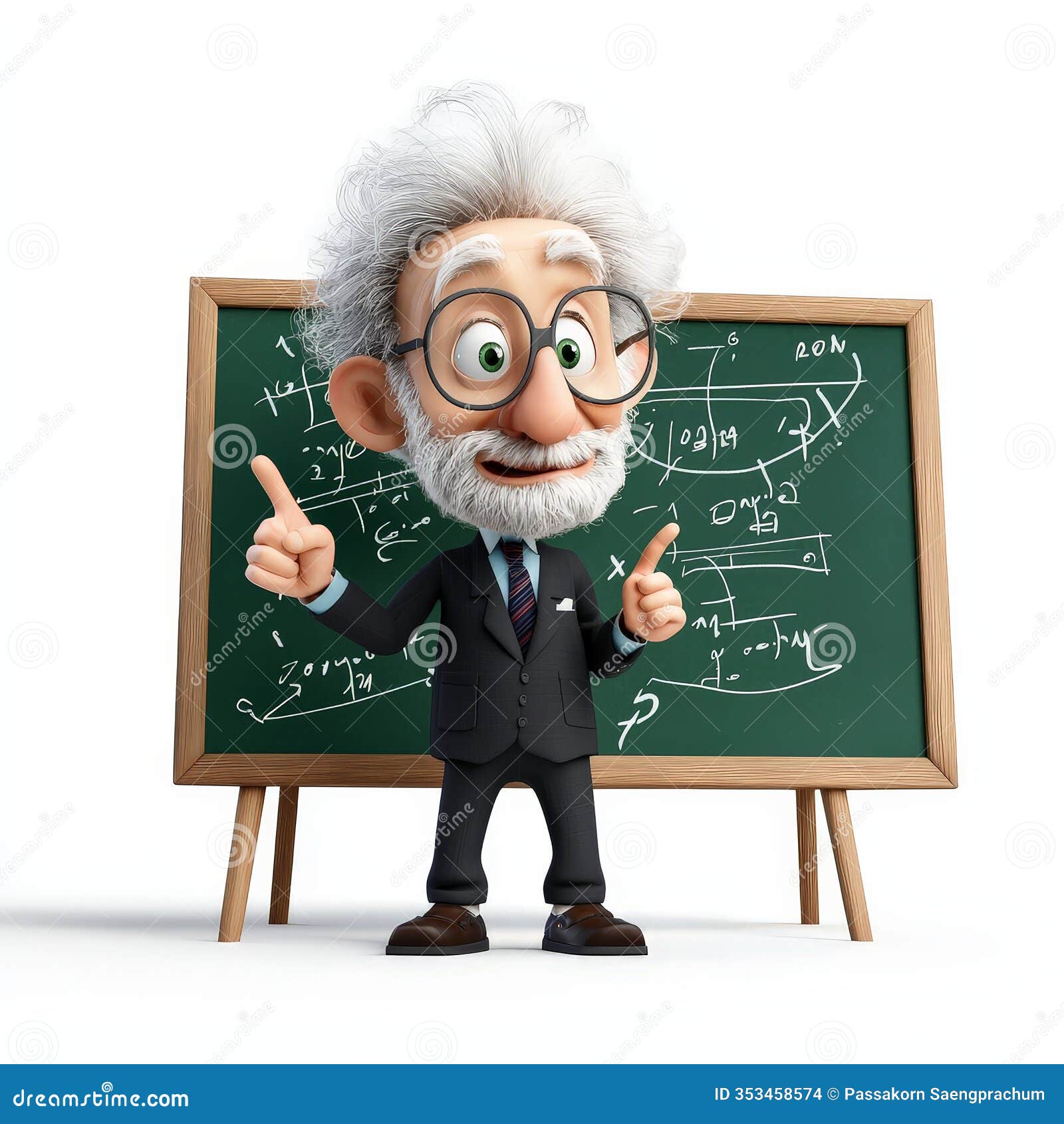 3D Character Of Mathematician Solving Equations Royalty-Free Cartoon ...