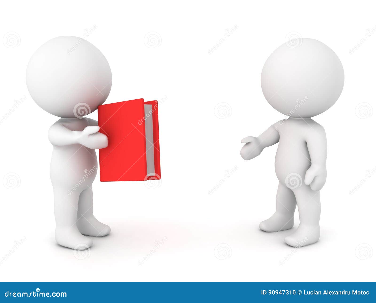 3D Character Offering Book To Another Person Stock Illustration ...