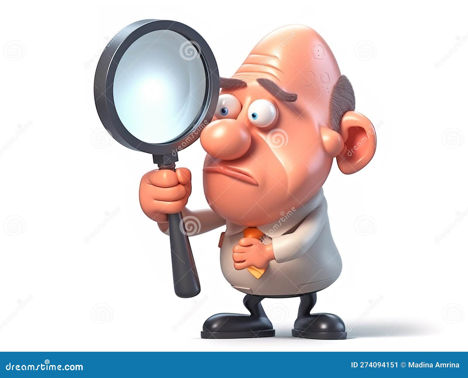 3d Character People with a Magnifying Glass Stock Illustration ...