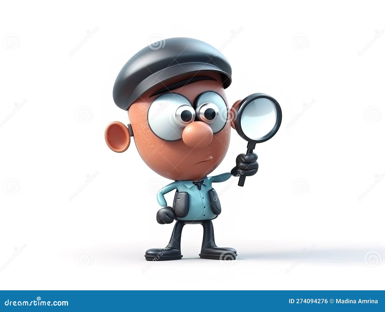 3d Character People with a Magnifying Glass Stock Illustration ...