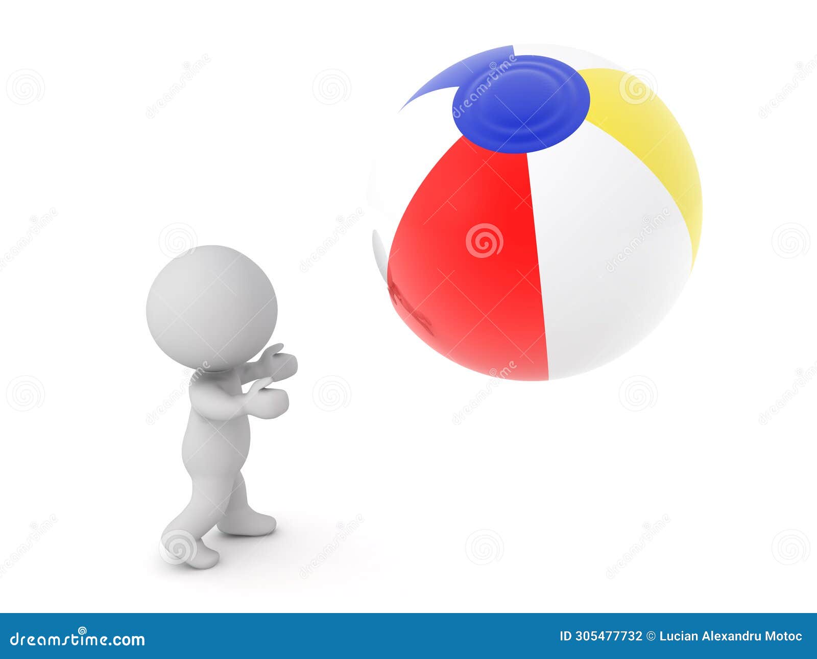 3D Character Playing with a Beach Ball Stock Illustration ...