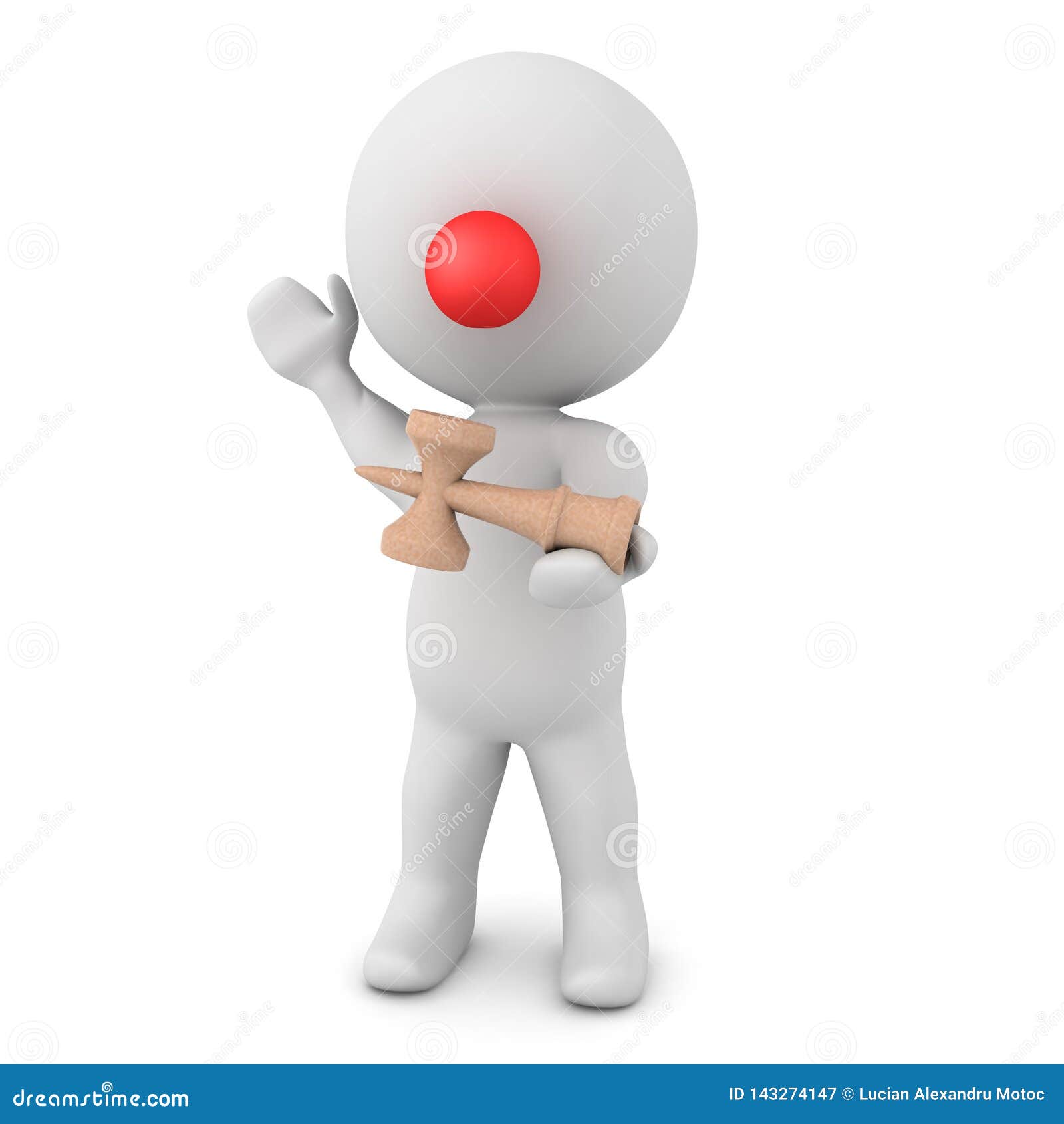 3D Character Plays with a Kendama Toy Stock Illustration - Illustration ...