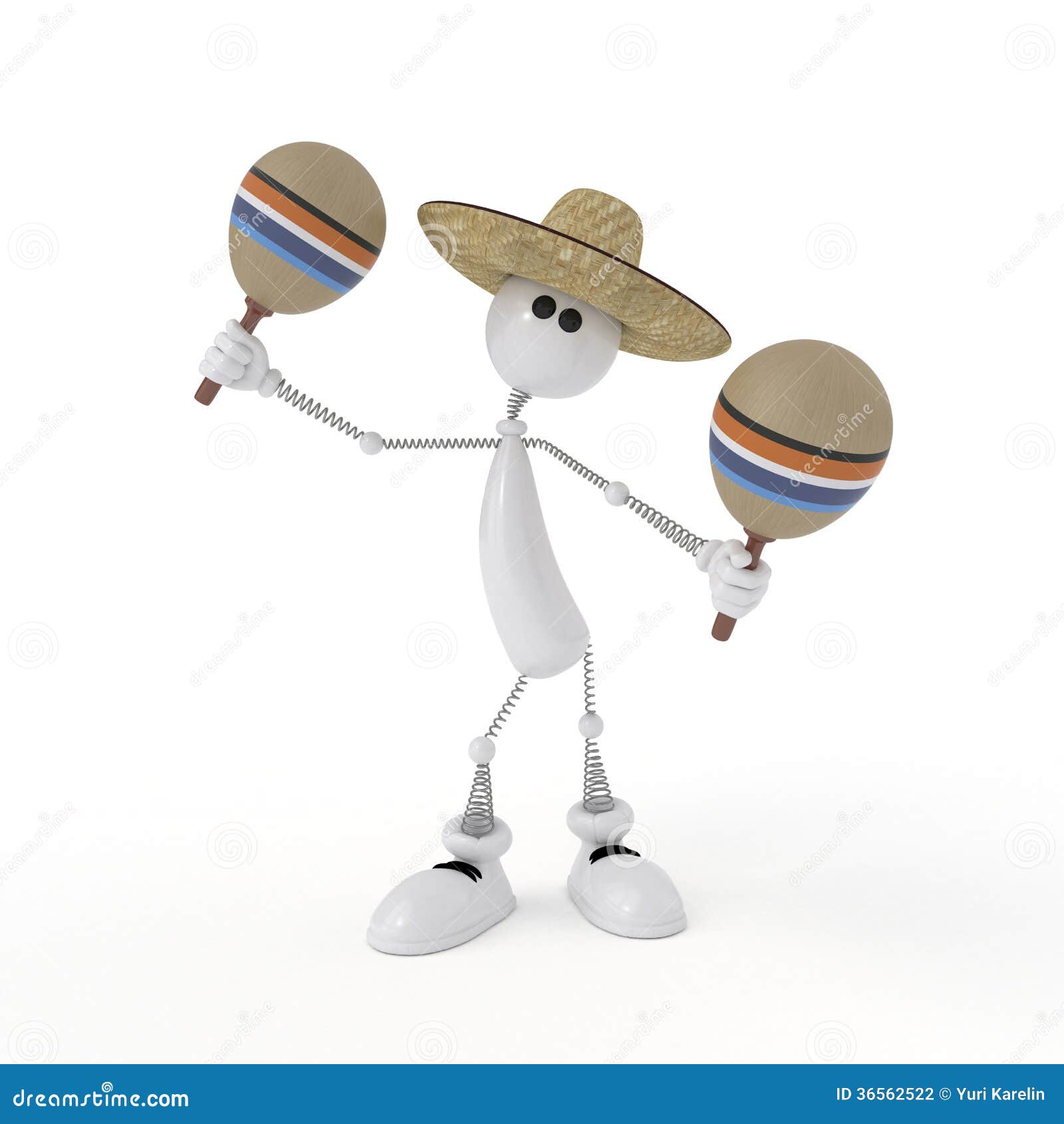 The 3D Character Plays on a Maracas. Stock Illustration - Illustration ...