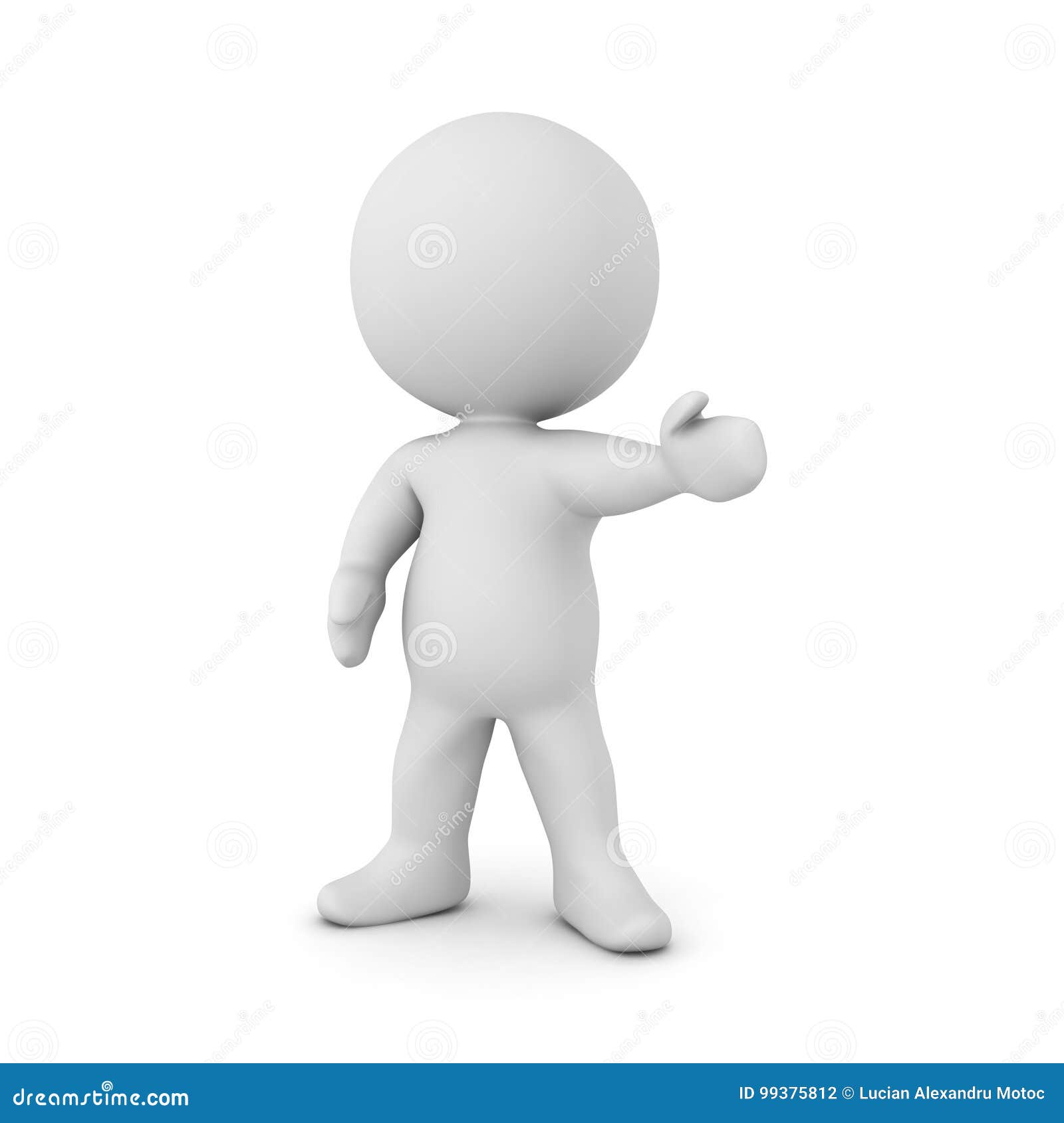 3D Character Pointing in the Right Direction Stock Illustration ...