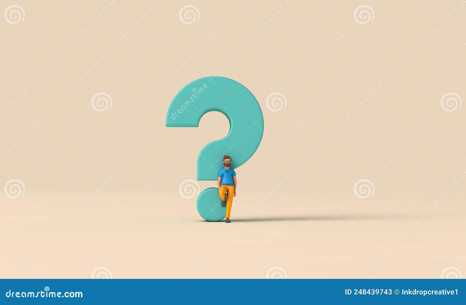 3D Character with a Question Mark Symbol. 3d Rendering Stock ...