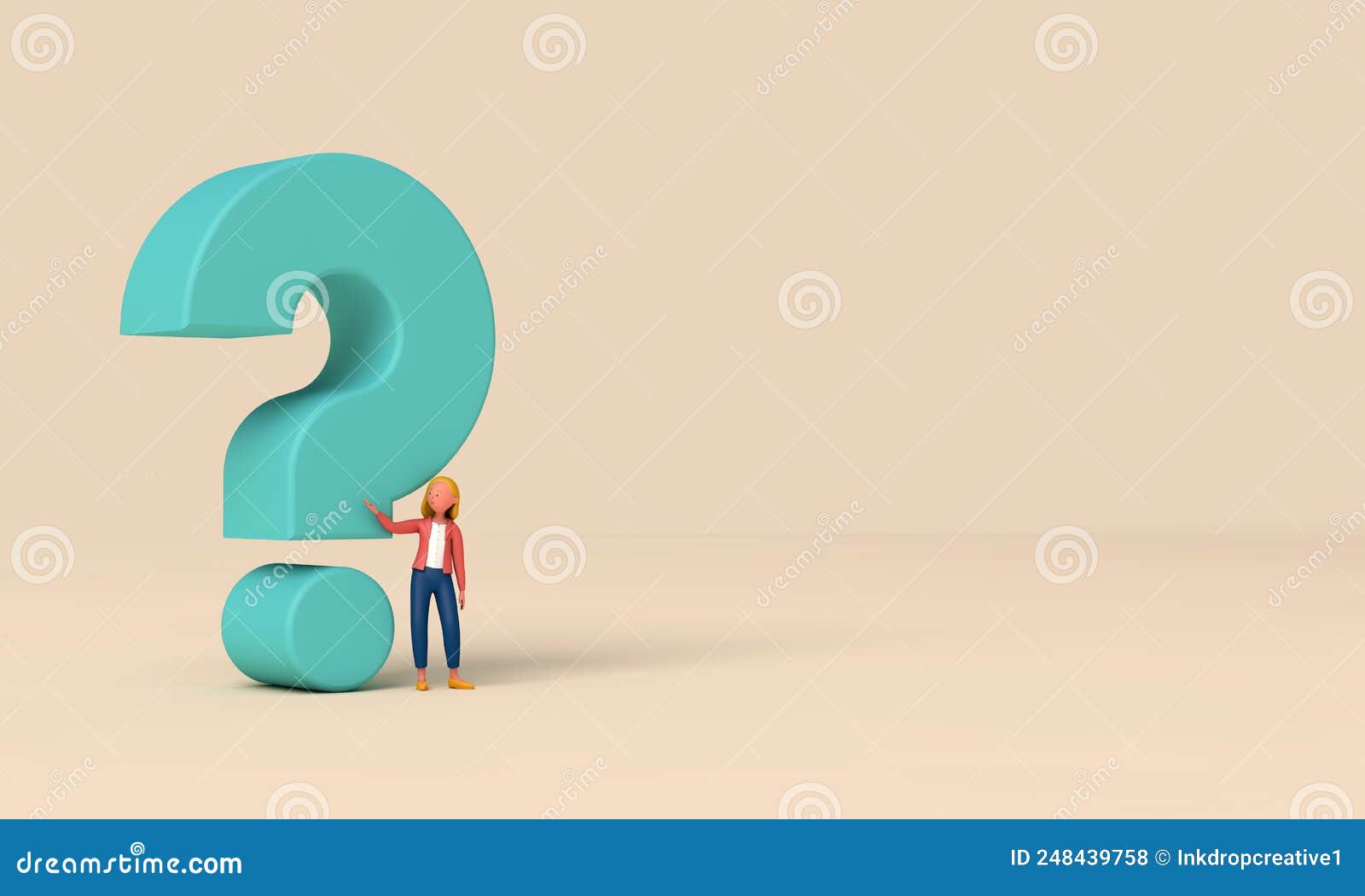 3D Character with a Question Mark Symbol. 3d Rendering Stock ...