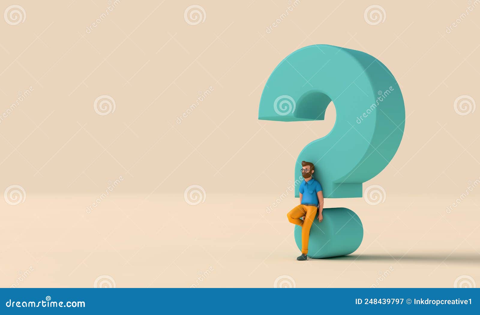 3D Character with a Question Mark Symbol. 3d Rendering Stock ...