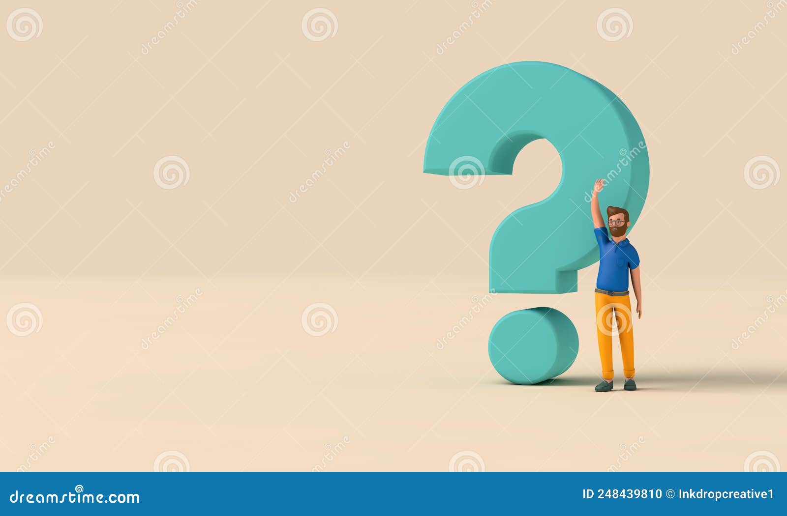 3D Character with a Question Mark Symbol. 3d Rendering Stock ...
