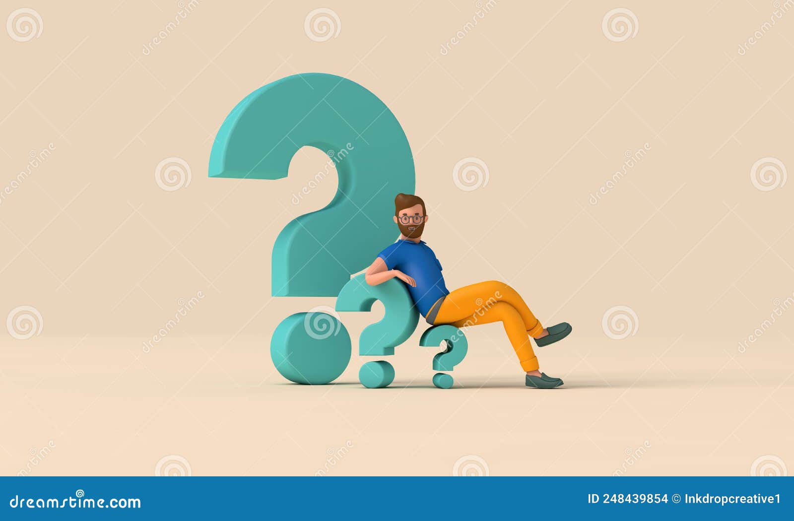 3D Character with a Question Mark Symbol. 3d Rendering Stock ...