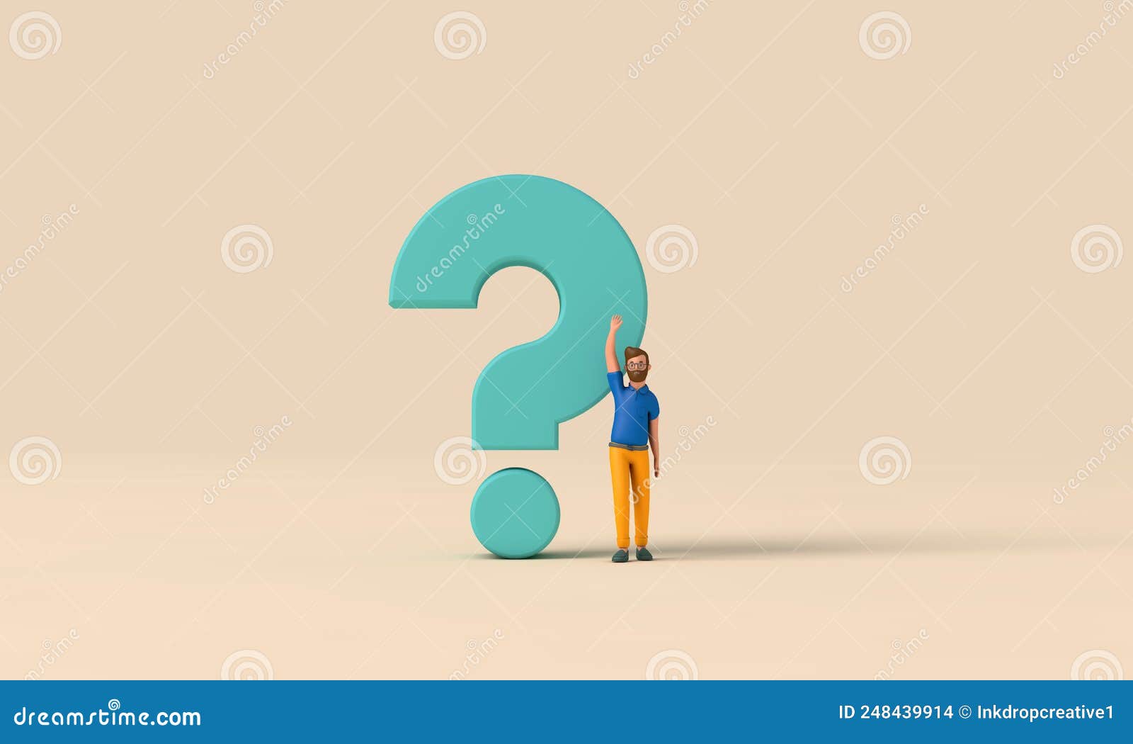 3D Character with a Question Mark Symbol. 3d Rendering Stock ...