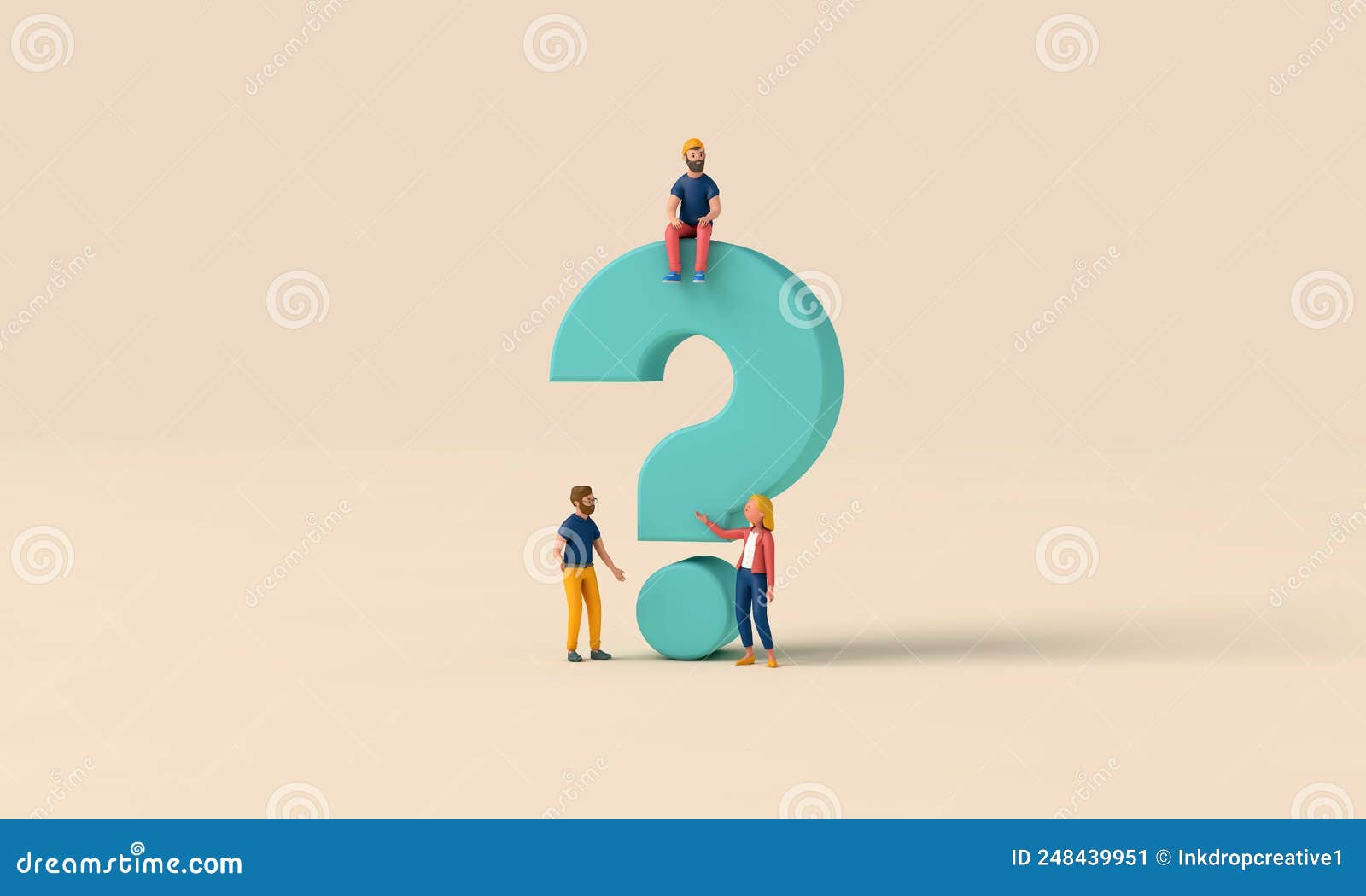 3D Character with a Question Mark Symbol. 3d Rendering Stock ...