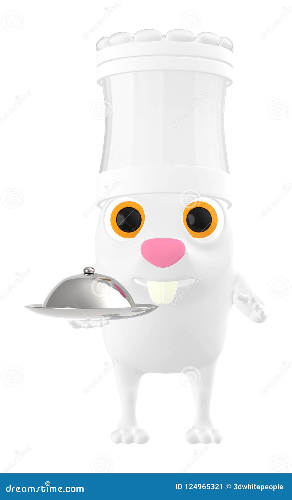 3d Character , Rabbit Chef with Closed Lid Over a Plate Stock ...