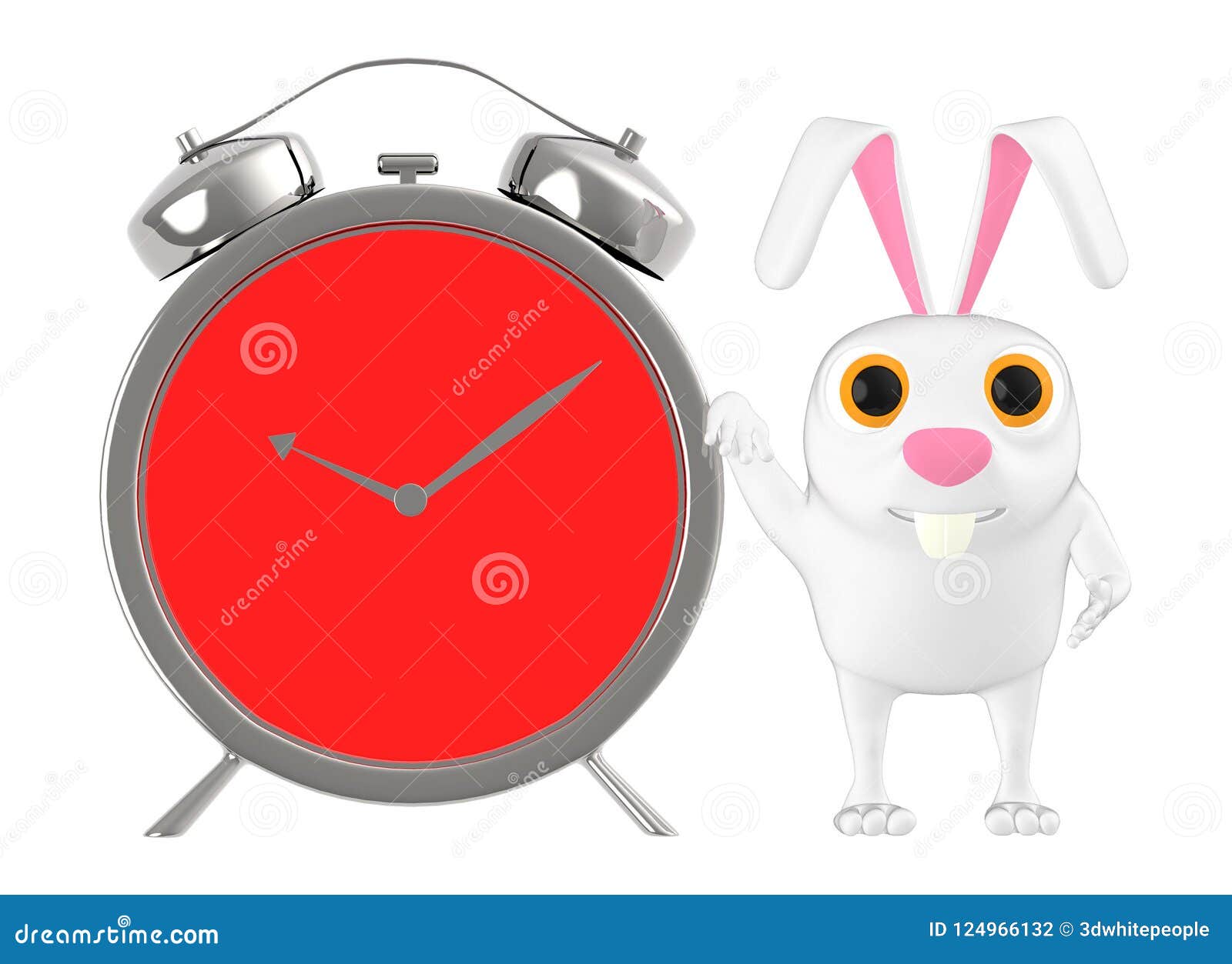 3d Character , Rabbit and a Clock Stock Illustration - Illustration of ...