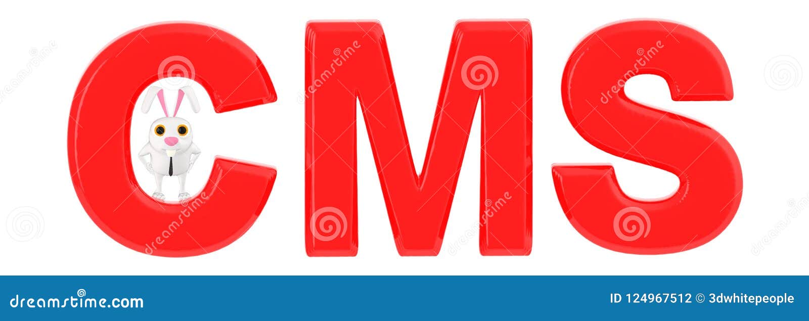 3d Character , Rabbit and Cms Text Stock Illustration - Illustration of ...