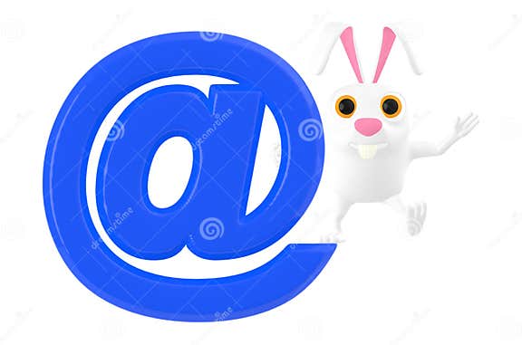 3d Character , Rabbit and Email Sign Stock Illustration - Illustration ...