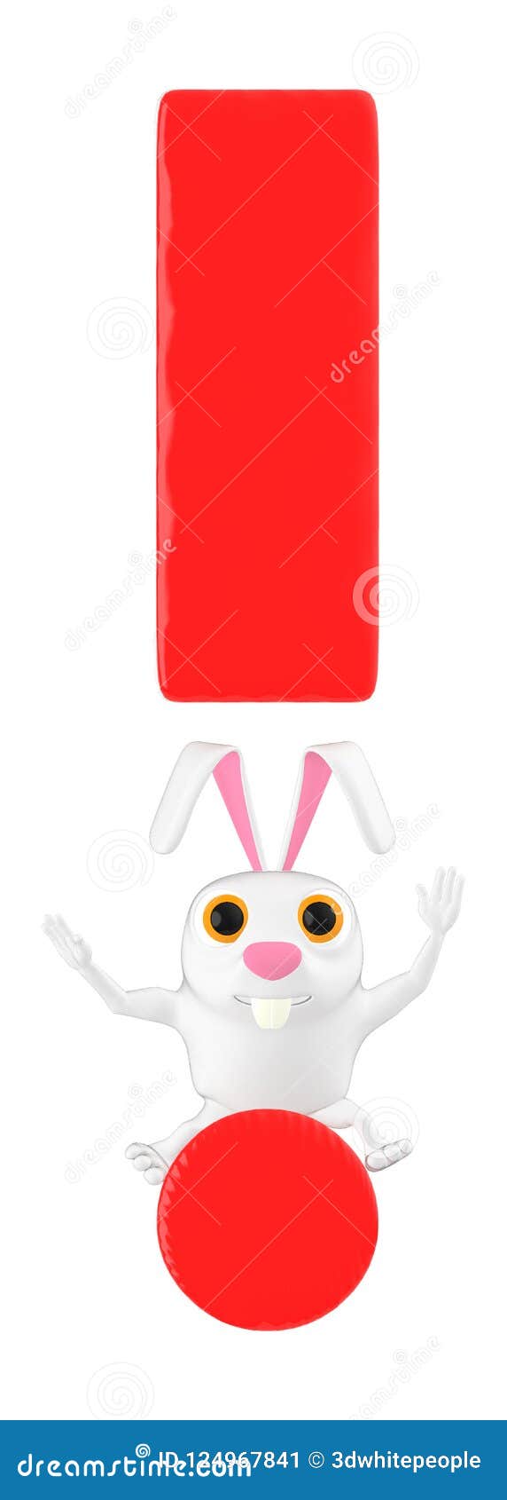 3d Character , Rabbit and Exclamation Mark Stock Illustration ...