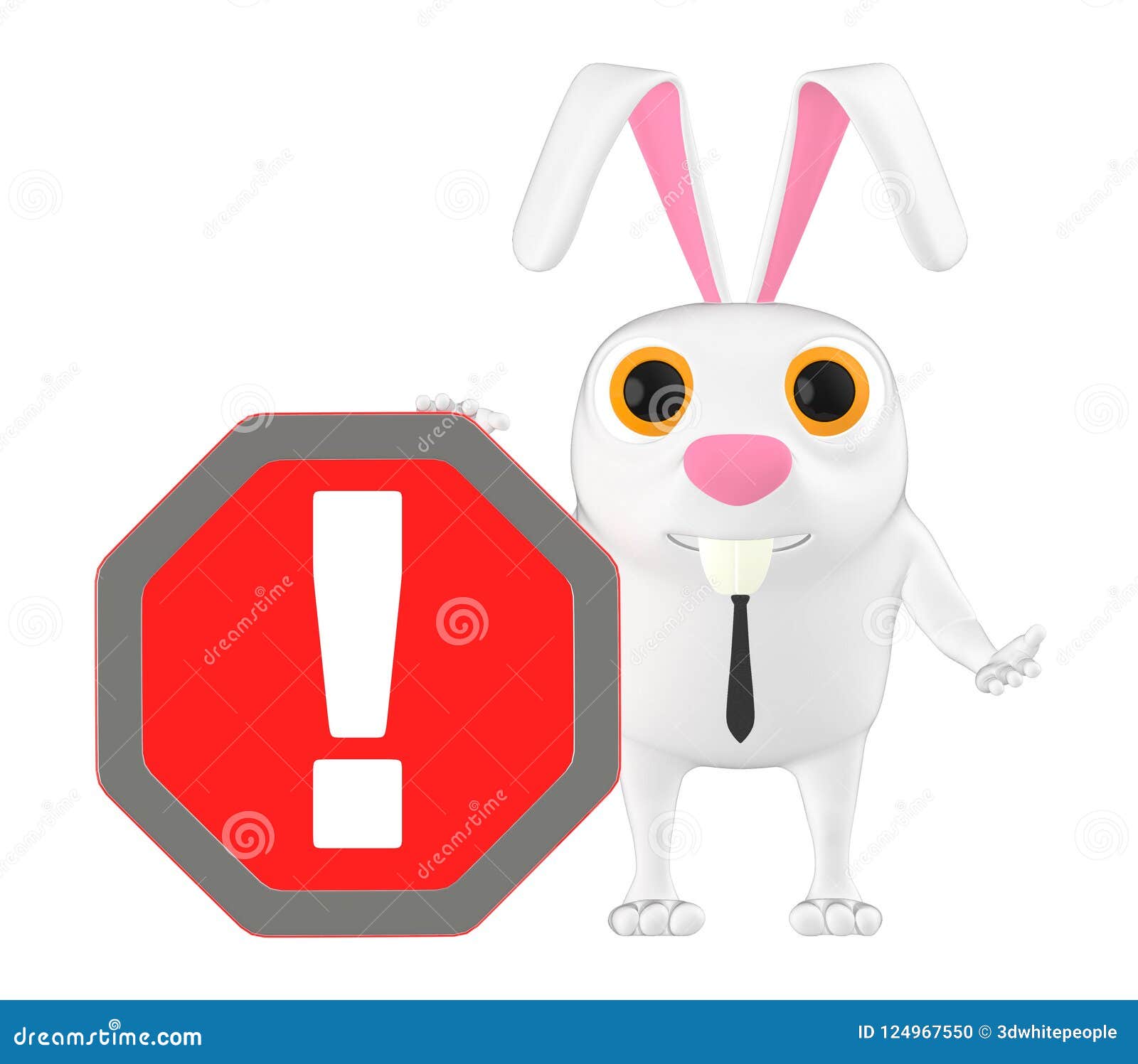 3d Character , Rabbit and Exclamation Mark / Warning Sign Stock ...