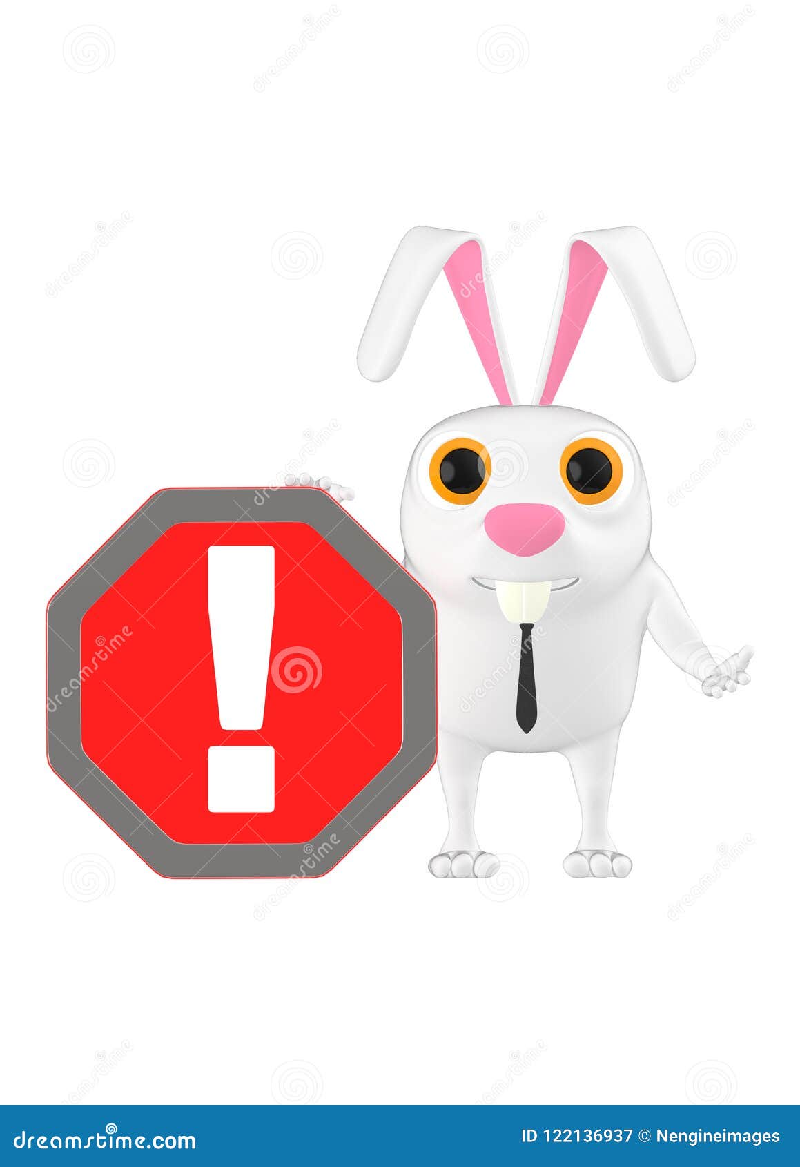 3d Character , Rabbit and Exclamation Mark / Warning Sign Stock ...