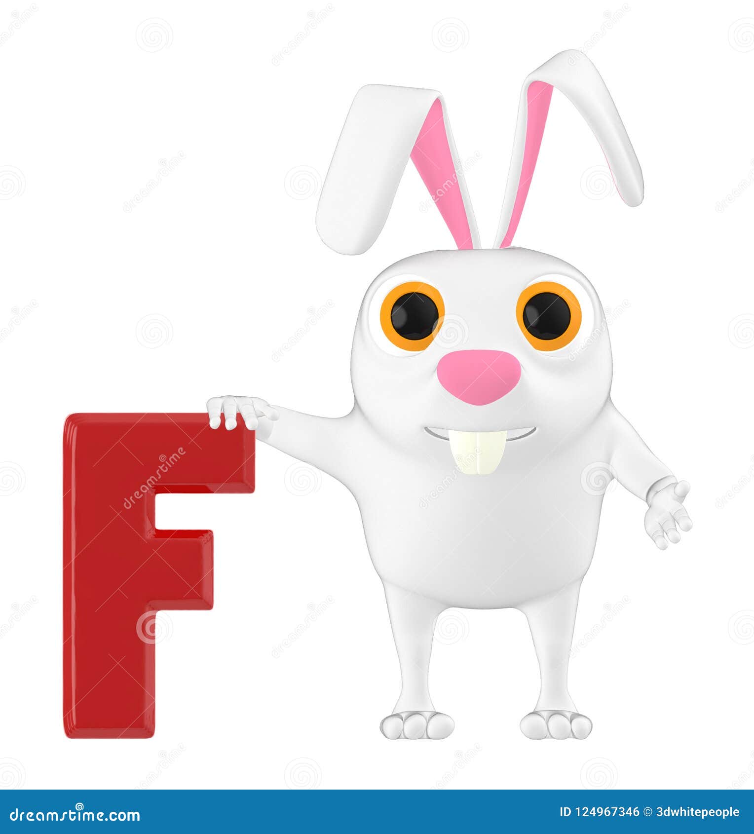 3d Character , Rabbit and F Alphabet Stock Illustration - Illustration ...