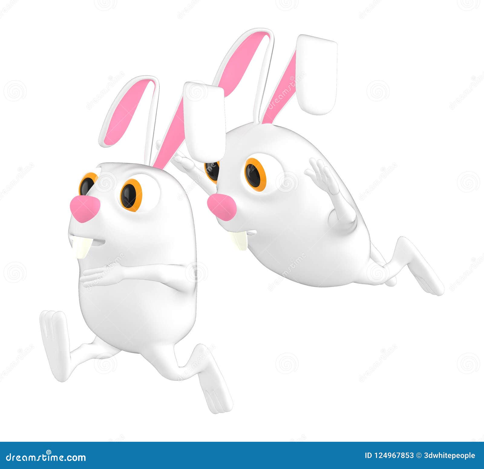 3d Character , Rabbit Following Another Stock Illustration ...