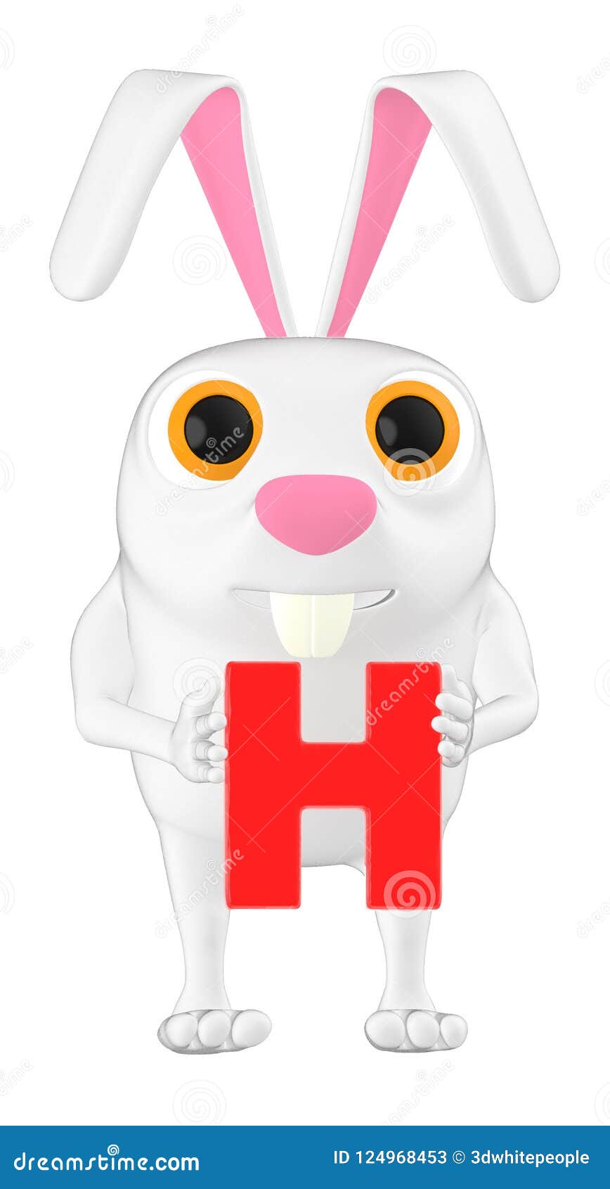 3d Character , Rabbit and H Alphabet Stock Illustration - Illustration ...
