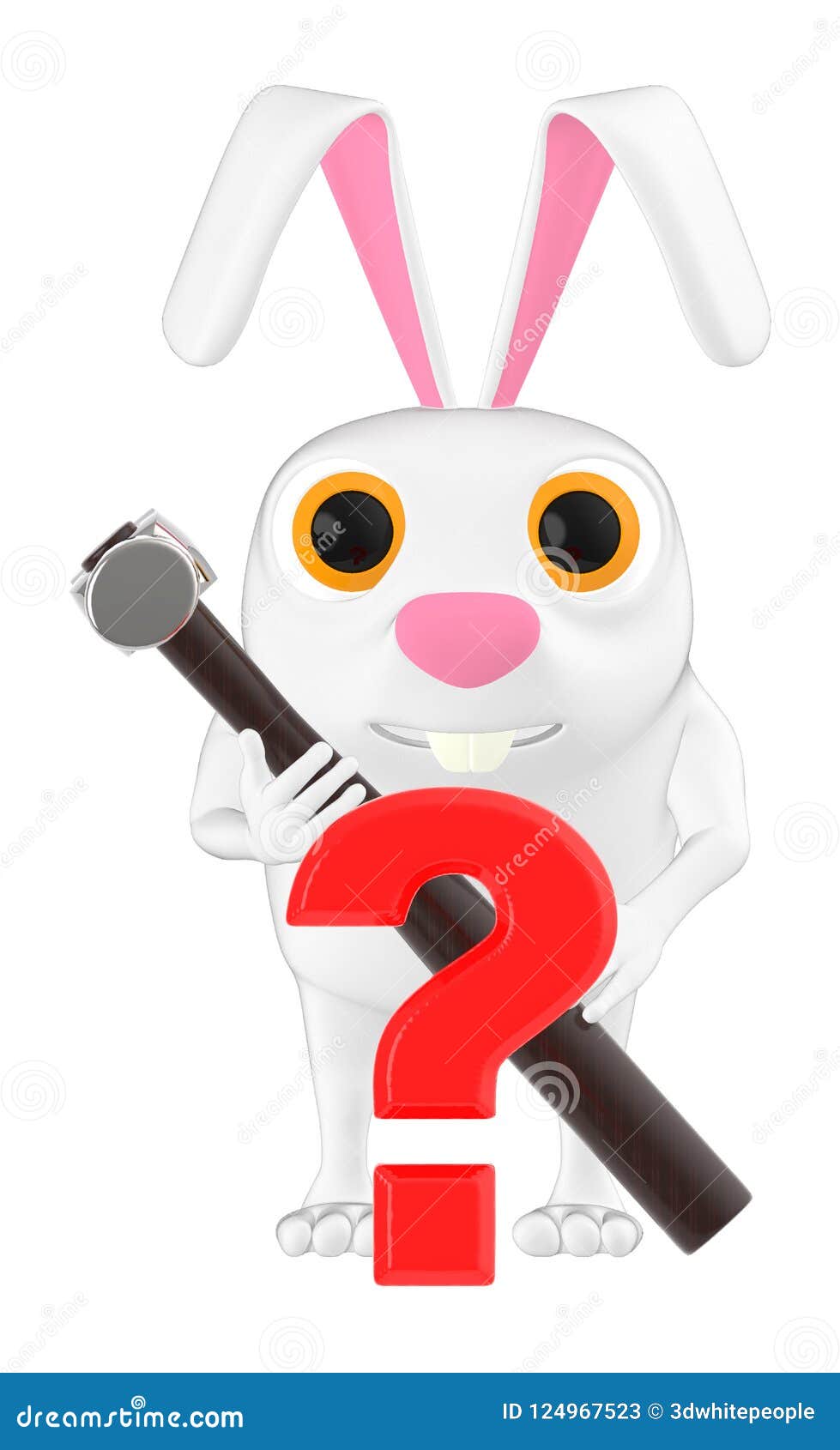 3d Character , Rabbit , Hammer and Question Mark Stock Illustration ...