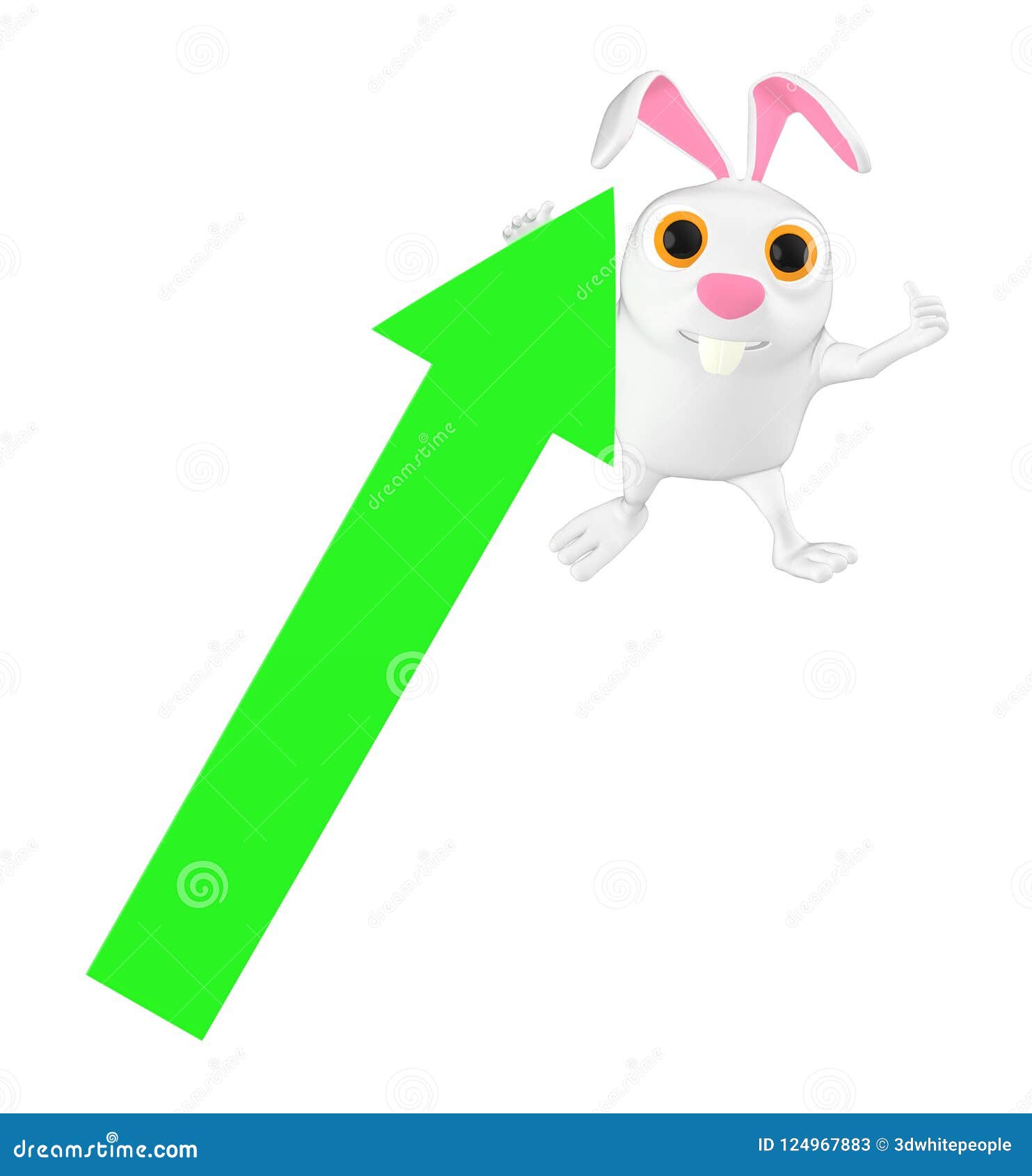 3d Character , Rabbit Hanging on Top of a Arrow Stock Illustration ...