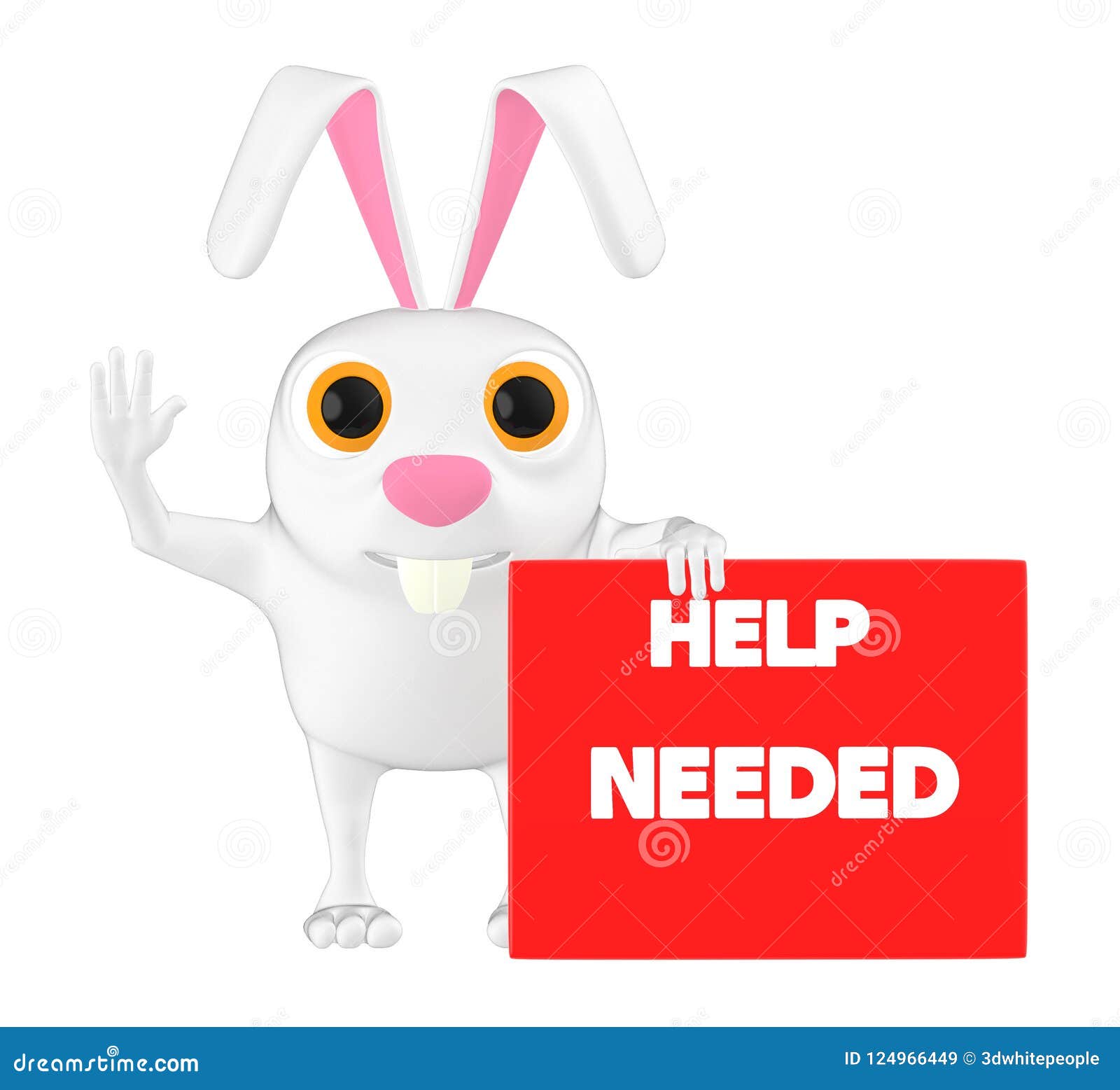 3d Character , Rabbit , Help Needed Banner Stock Illustration ...