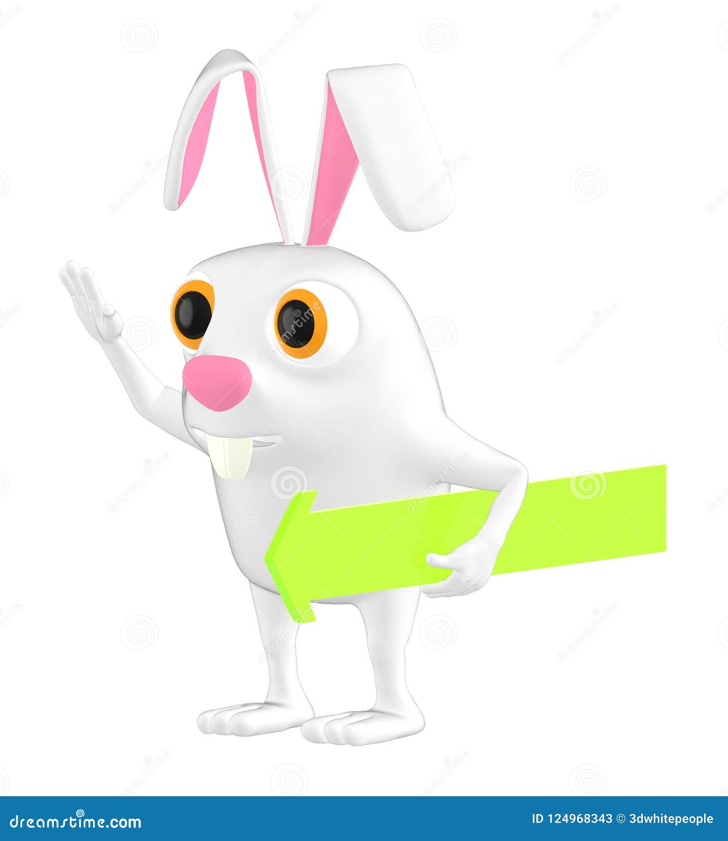 3d Character , Rabbit Holding a Arrow in His Hand Stock Illustration ...