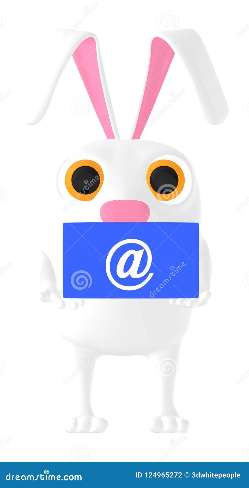 3d Character , Rabbit Holding Email Sign Envelope Stock Illustration ...