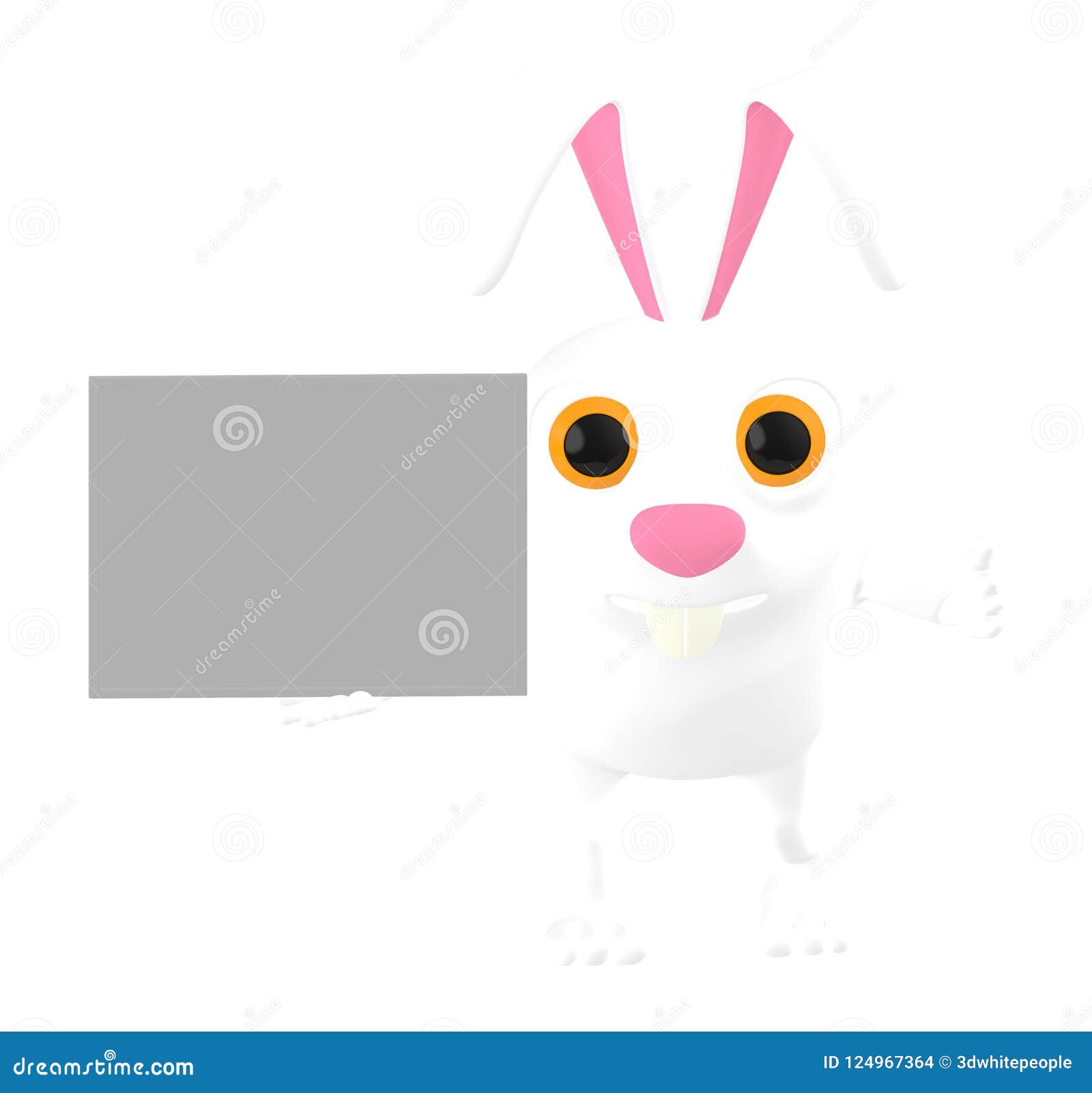 3d Character , Rabbit Holding a Empty Space Banner Stock Illustration ...