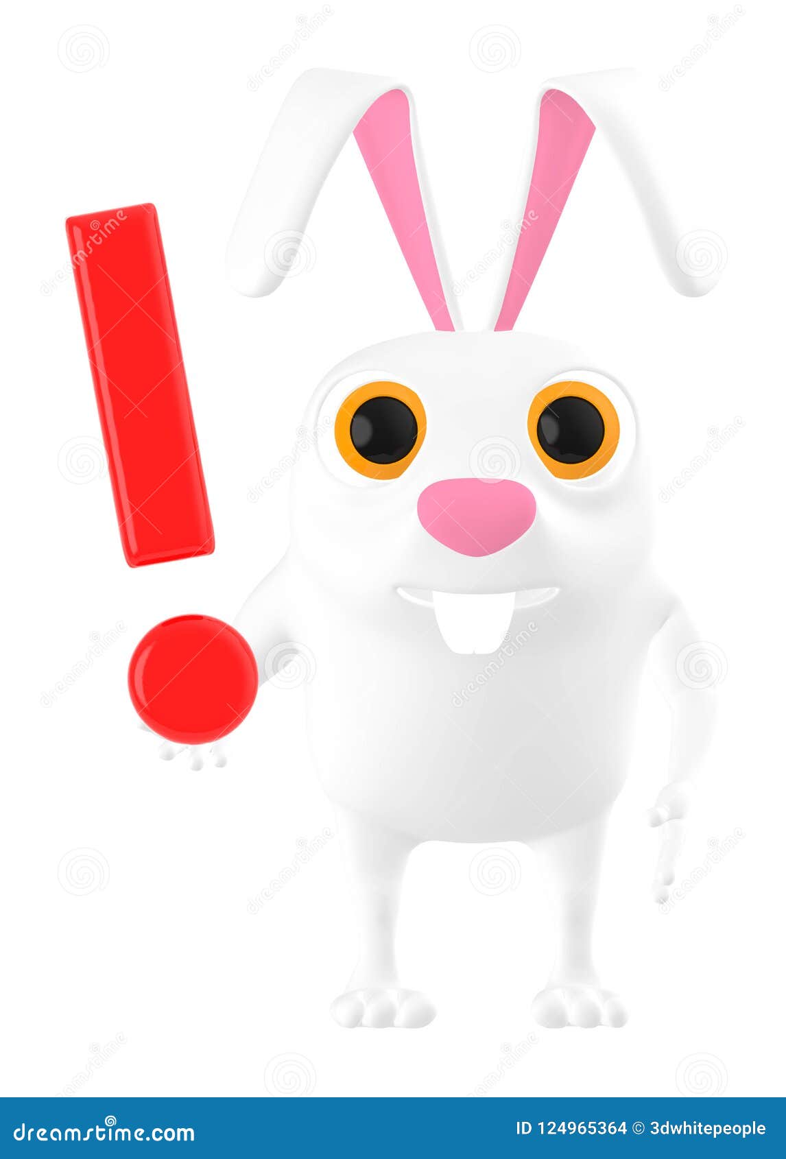 3d Character , Rabbit Holding Exclamation Mark Stock Illustration ...
