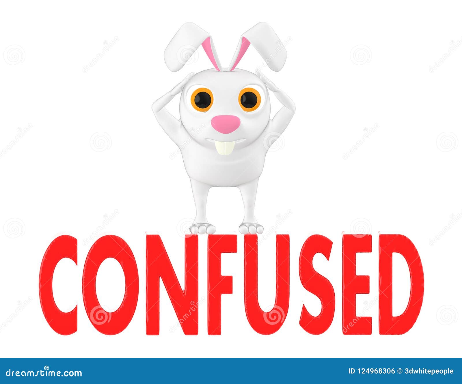 3d Character , Rabbit Stress - Confused Text Stock Illustration ...
