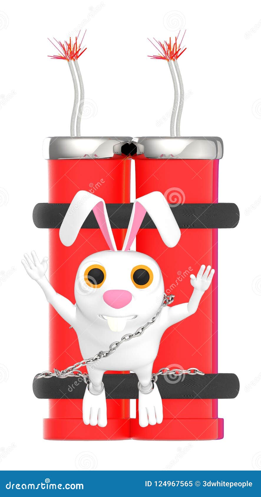 3d Character , Rabbit Tied To a Dynamite Stock Illustration ...