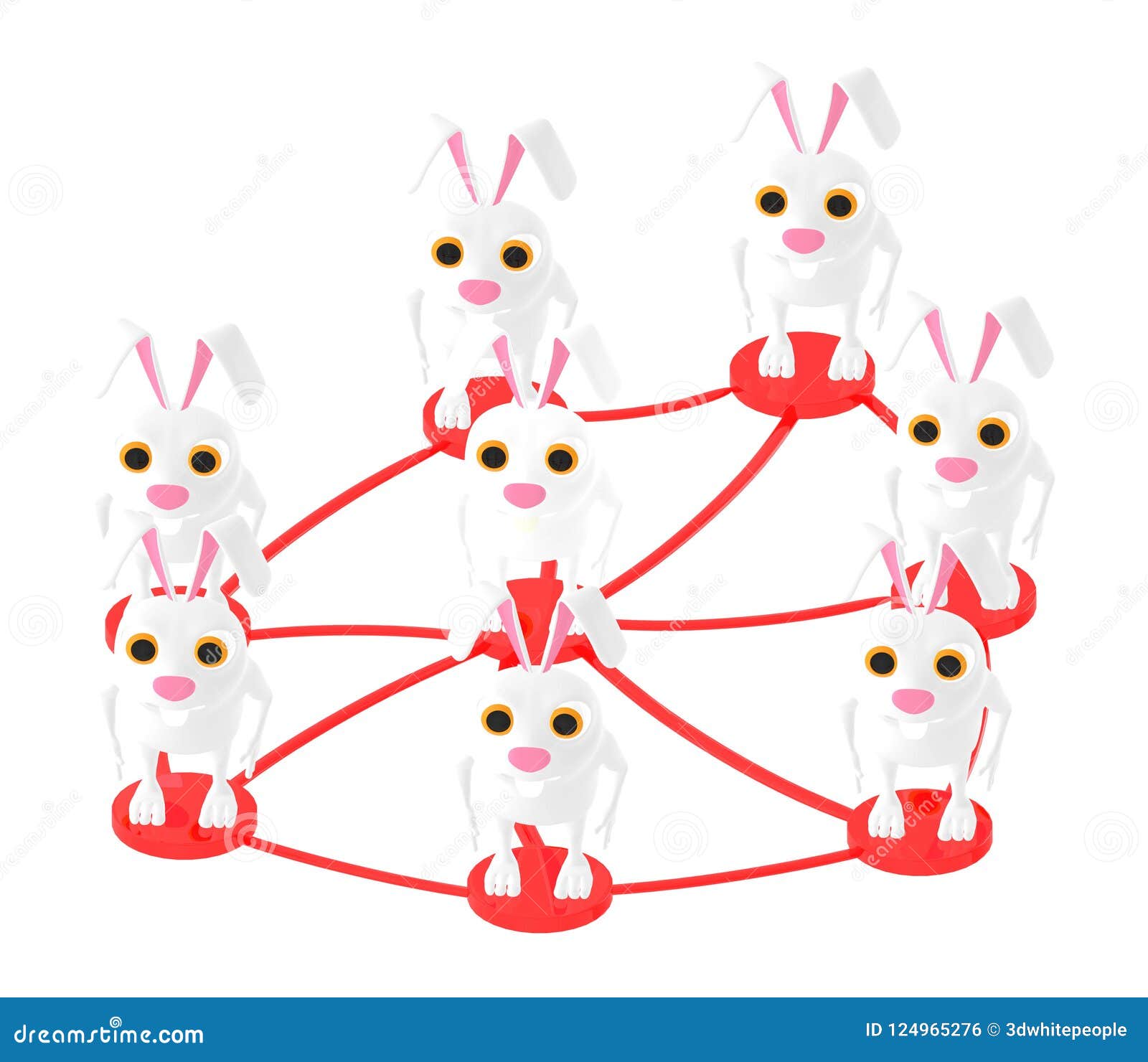 3d Character , Rabbits Standing in a Connected Loops Stock Illustration ...