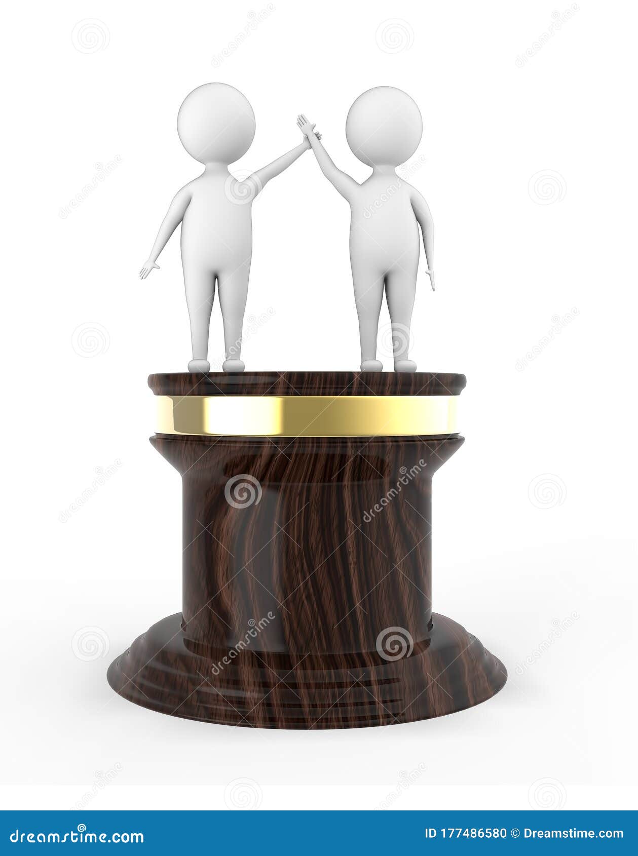 3d Character Raising Hands on Top of a Podium Stock Illustration ...