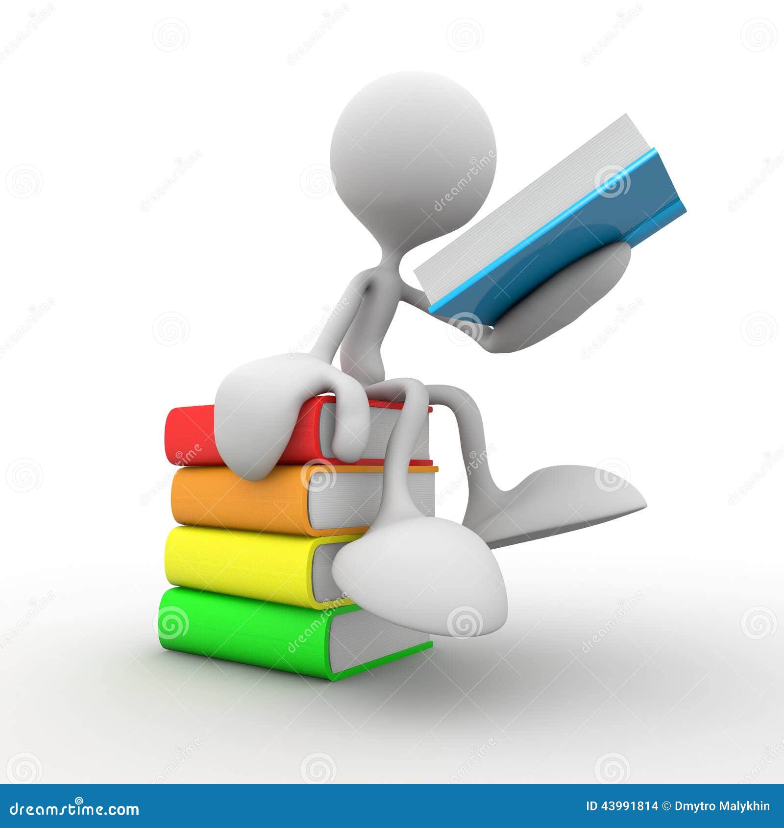 3D character reading book stock illustration. Illustration of document ...