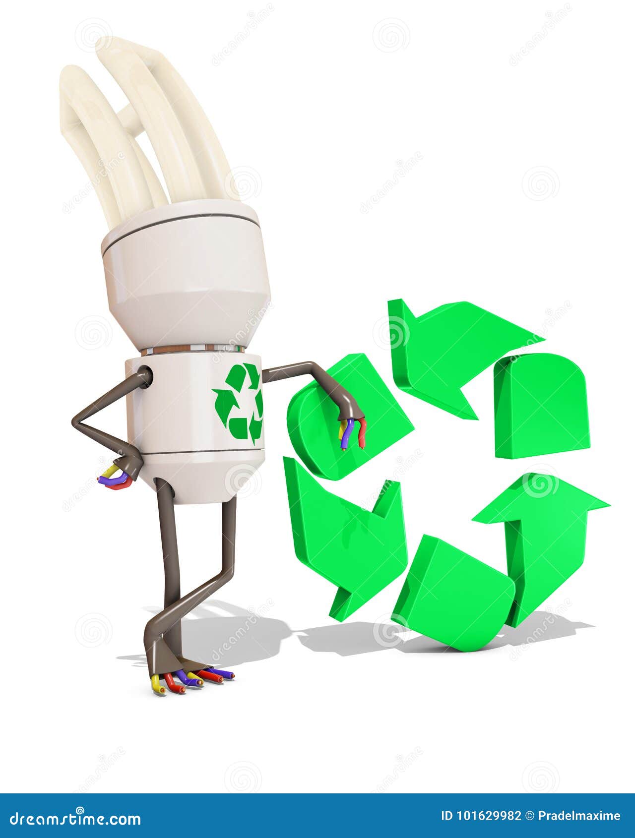 3d Character with Recycling Sign Stock Illustration - Illustration of ...