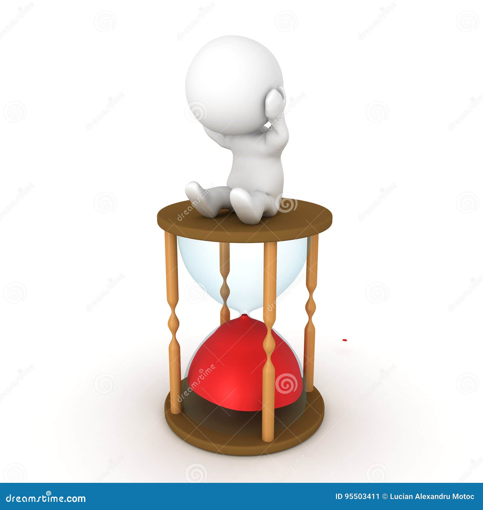 3D Character Regrets that Time Has Passed Stock Illustration ...