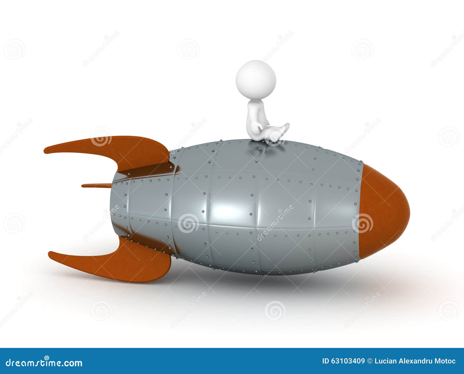 3D Character Riding Rocket stock illustration. Illustration of rocket ...