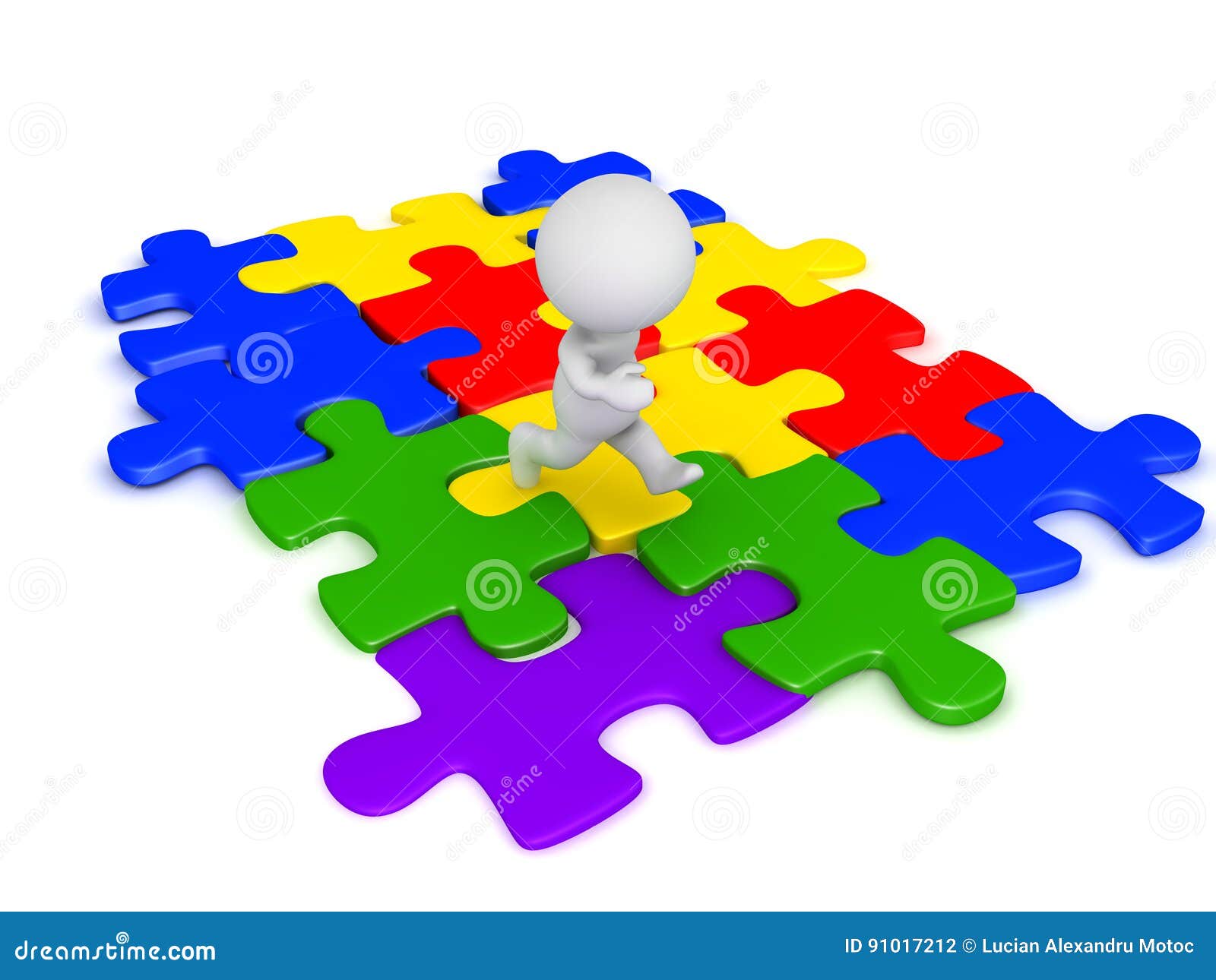 3d Man Running With Puzzle Piece. Royalty-Free Stock Image ...