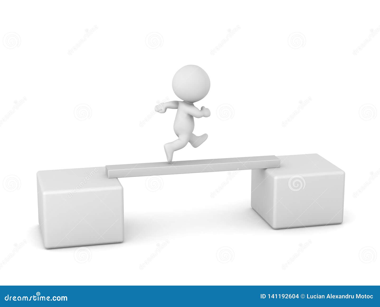 3D Character Running Over a Platform Stock Illustration - Illustration ...
