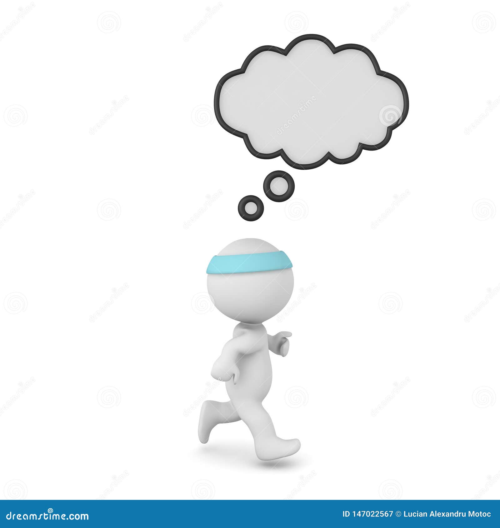 3D Character Running and Thinking Stock Illustration - Illustration of ...