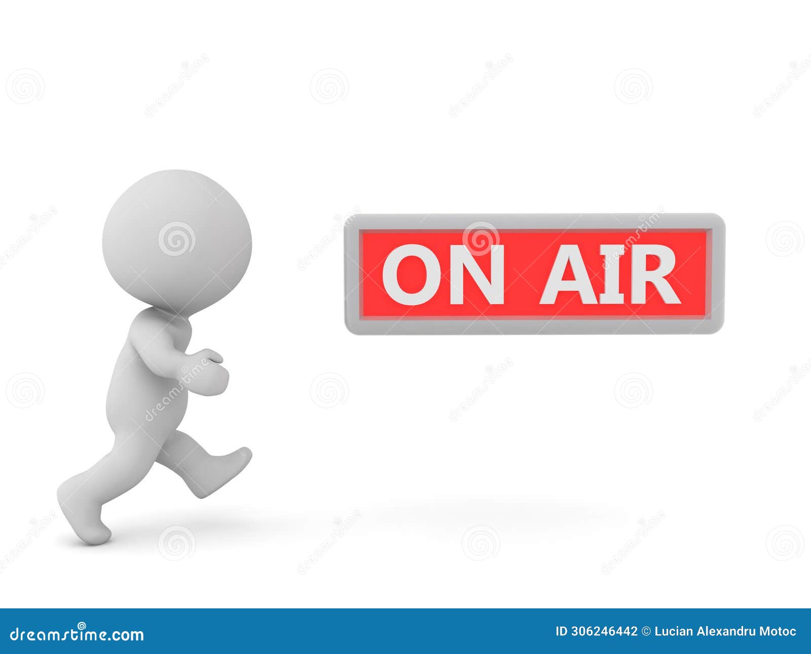 3D Character Running Toward on Air Sign Stock Illustration ...